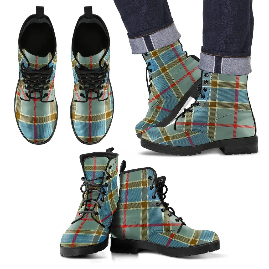 Scottish Balfour Blue Clan Tartan Leather Boots – Tartan Plaid