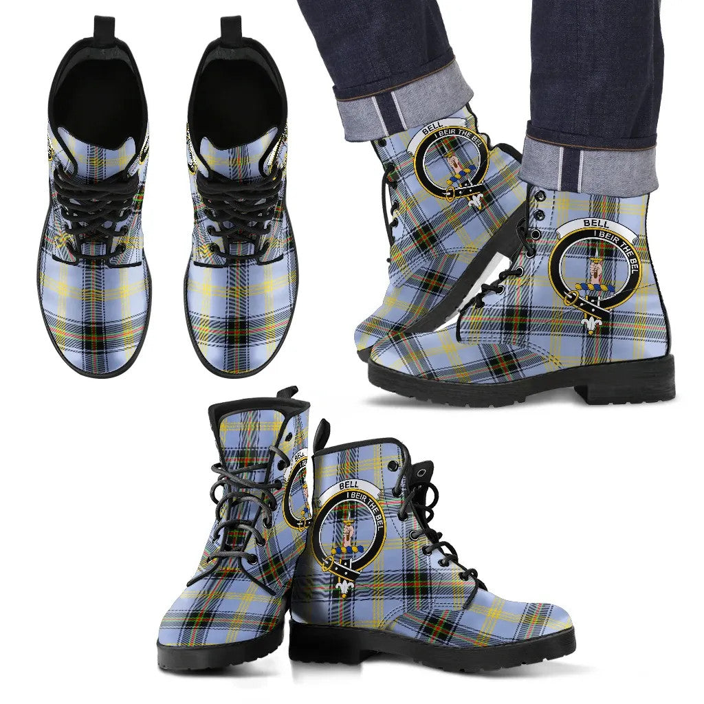 Scottish Bell of The Borders Clan Crest Tartan Leather Boots – Tartan Plaid