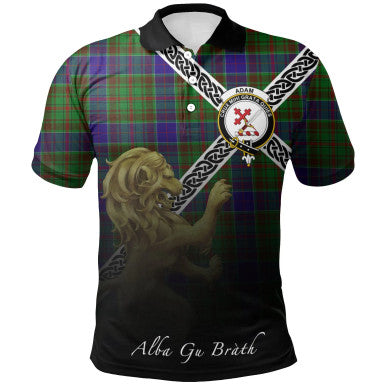 Scottish Adam Clan Crest Tartan Polo Shirt - Celtic with Scotland Lion ...