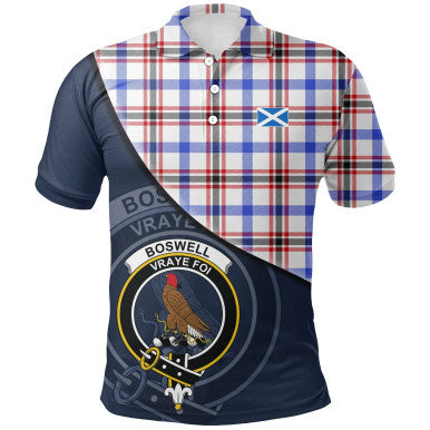 Scottish Boswell Modern Clan Crest Tartan Polo Shirt - Bend Style ...
