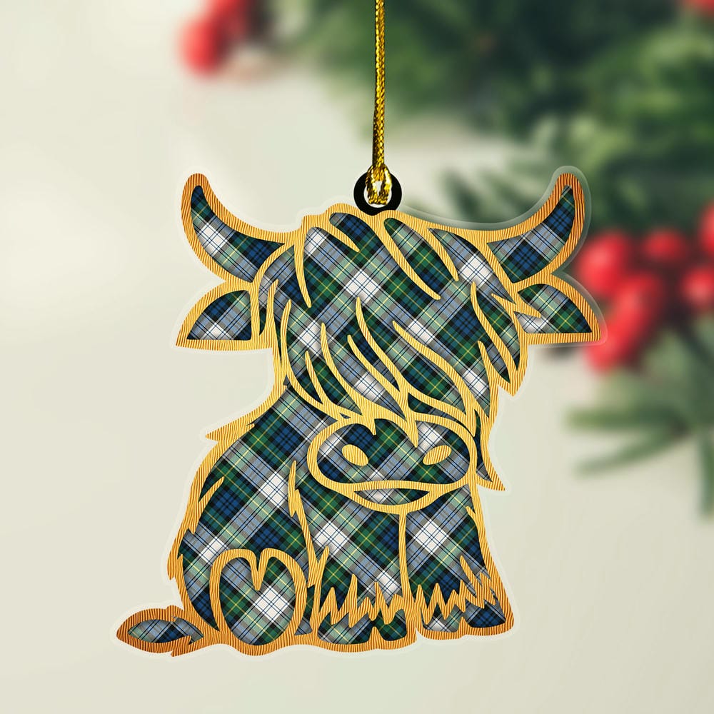 Scottish Gordon Dress Ancient Clan Tartan Highland Cow Ornament ...