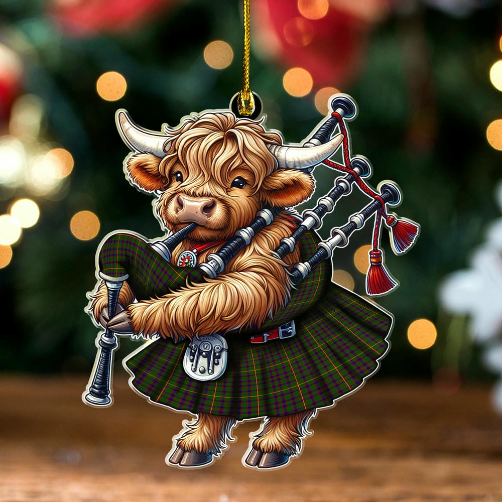Scottish Hall Clan Tartan Ornament Highland Cow Playing Bagpipes ...