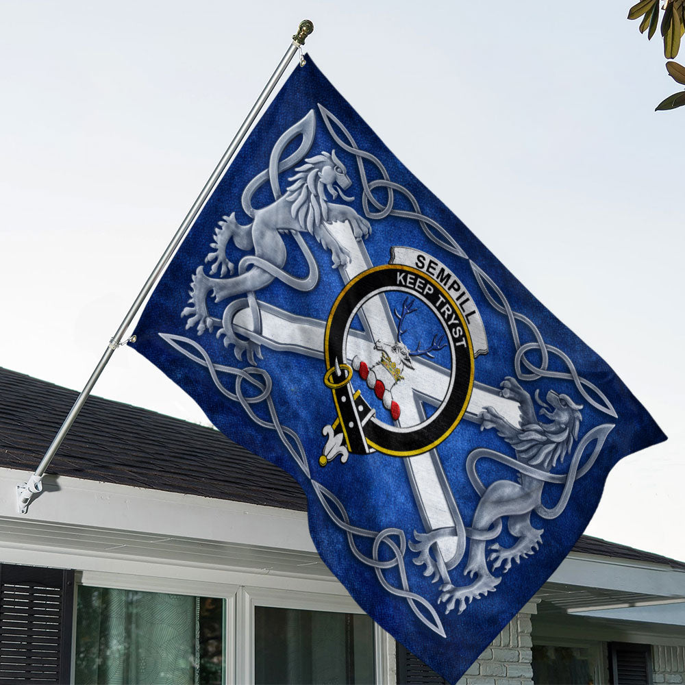 Scottish Sempill Clan Badge Flag Parade Silver Rampant Lion Emblem ...