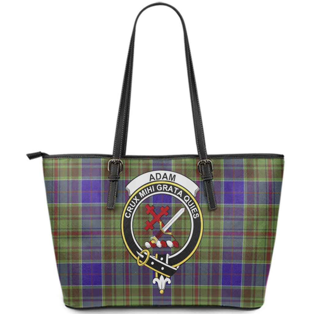 Scottish Adam Clan Crest Tartan Leather Tote – Tartan Plaid