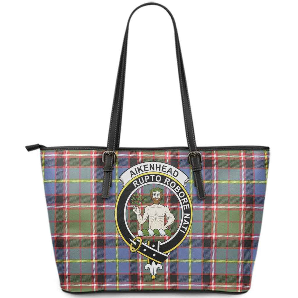 Scottish Aikenhead Clan Crest Tartan Leather Tote – Tartan Plaid