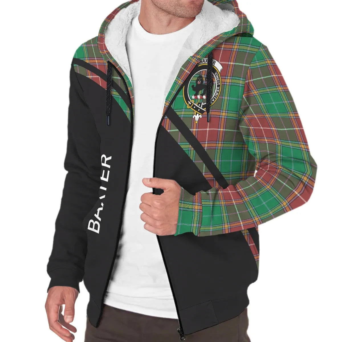 Scottish Baxter Clan Crest Tartan Curve Sherpa Hoodie – Tartan Plaid