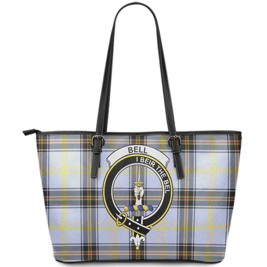 Scottish Bell Clan Crest Tartan Leather Tote – Tartan Plaid