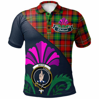 Scottish Boyd Clan Crest Tartan Polo Shirt - Scotland Thistle Style ...