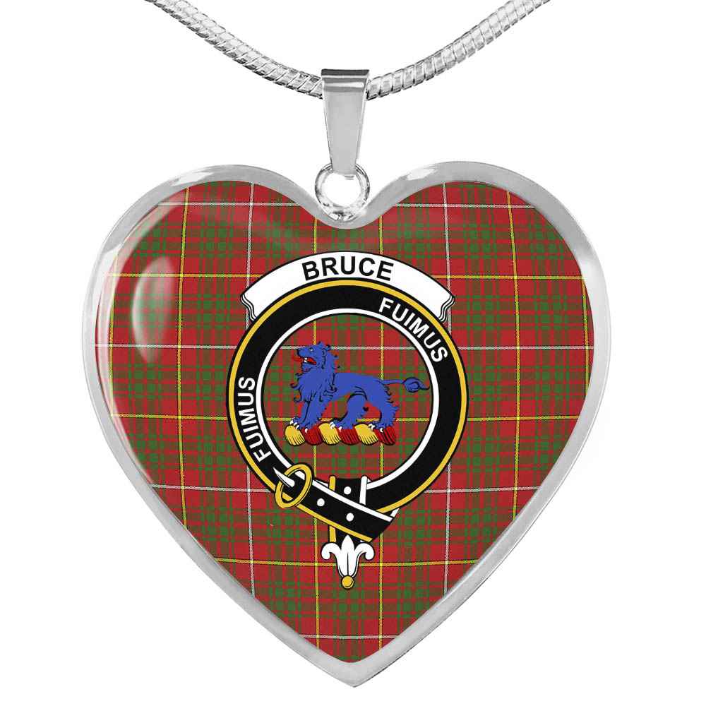 Scottish Bruce Clan Crest Tartan Necklace Heart – Tartan Plaid