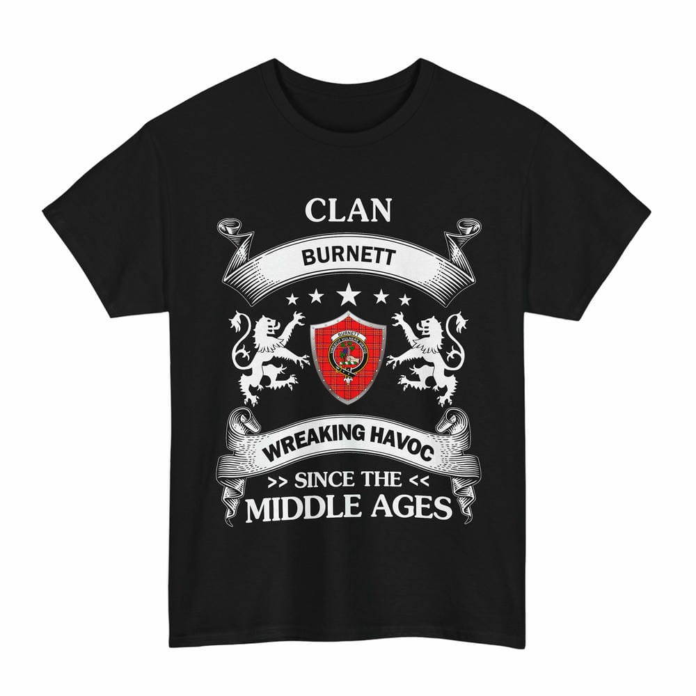 Scottish Burnett Clan Crest Tartan T-Shirt Wreaking Havoc Design ...
