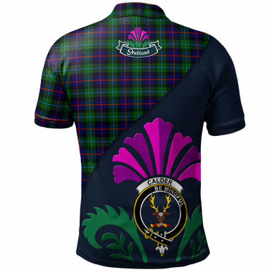 Scottish Calder Clan Crest Tartan Polo Shirt - Scotland Thistle Style ...