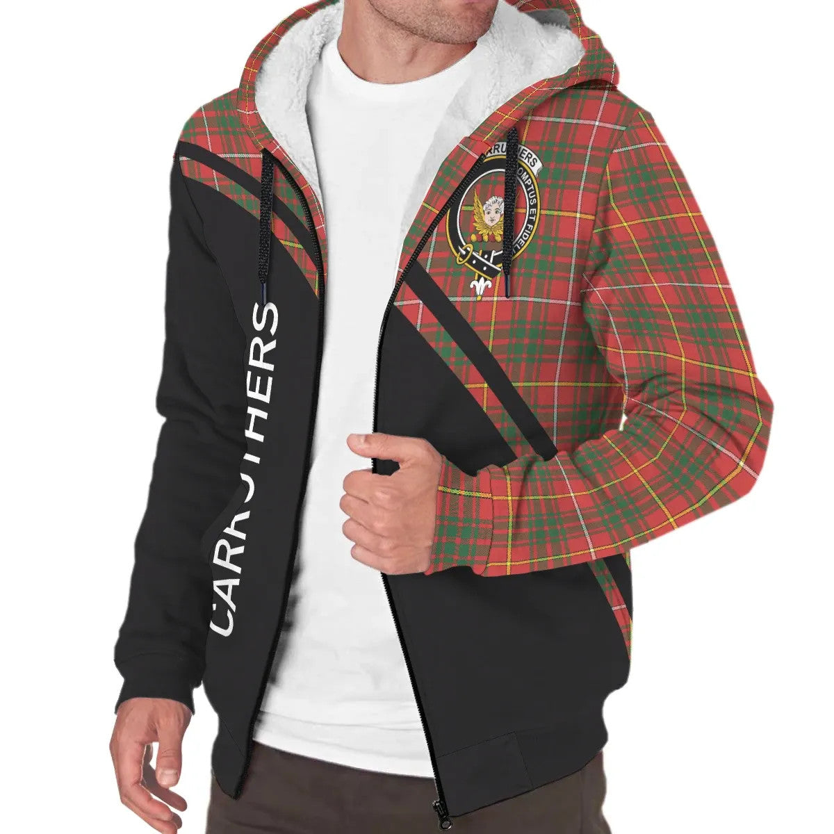 Scottish Carruthers Clan Badge Tartan Curve Sherpa Hoodie | Tartanplaid ...