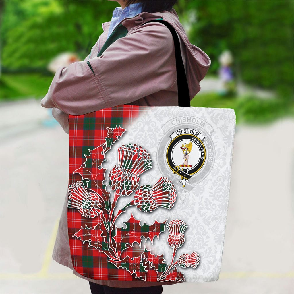 Scottish Chisholm Clan Crest Tartan Canvas Bag With Shoulder Straps ...