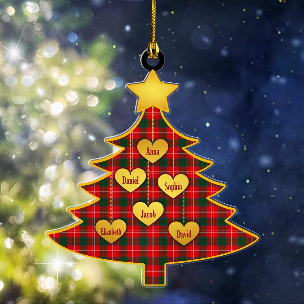 Scottish Chisholm Modern Tartan Ornament Custom Family Christmas Tree ...