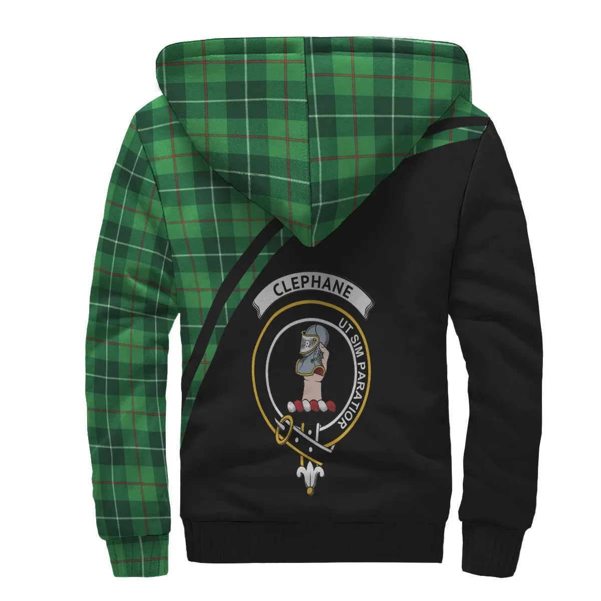 Scottish Clephane (or Clephan) Clan Crest Tartan Curve Sherpa Hoodie ...