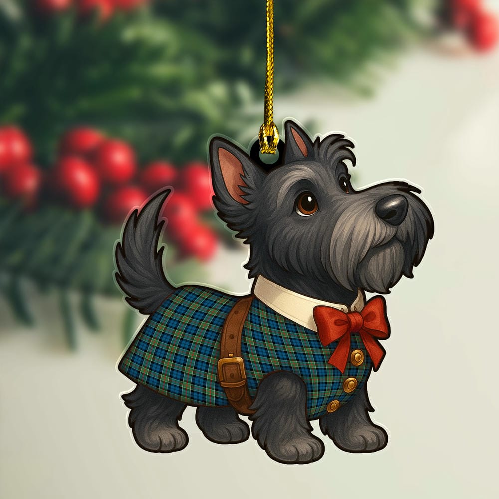 Scottish Colquhoun Ancient Clan Tartan Ornament Scottie Dog – Tartan Plaid