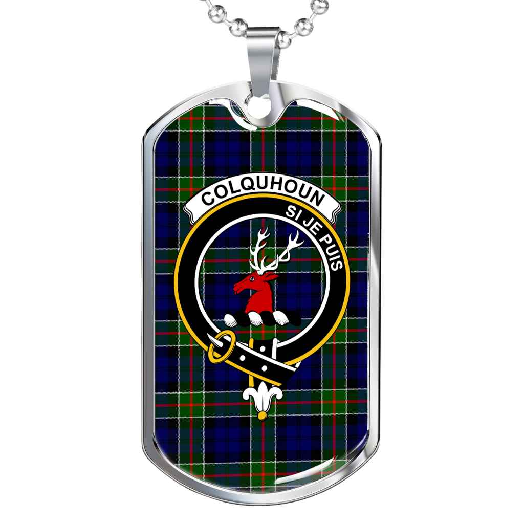 Scottish Colquhoun Clan Crest Tartan Military Dog Tag Necklace – Tartan ...