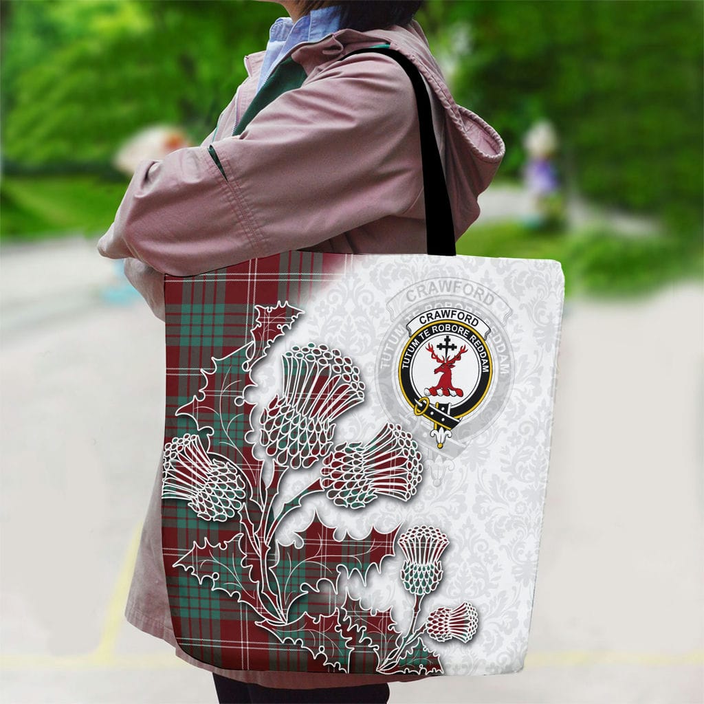 Scottish Crawford Clan Crest Tartan Canvas Bag With Shoulder Straps ...