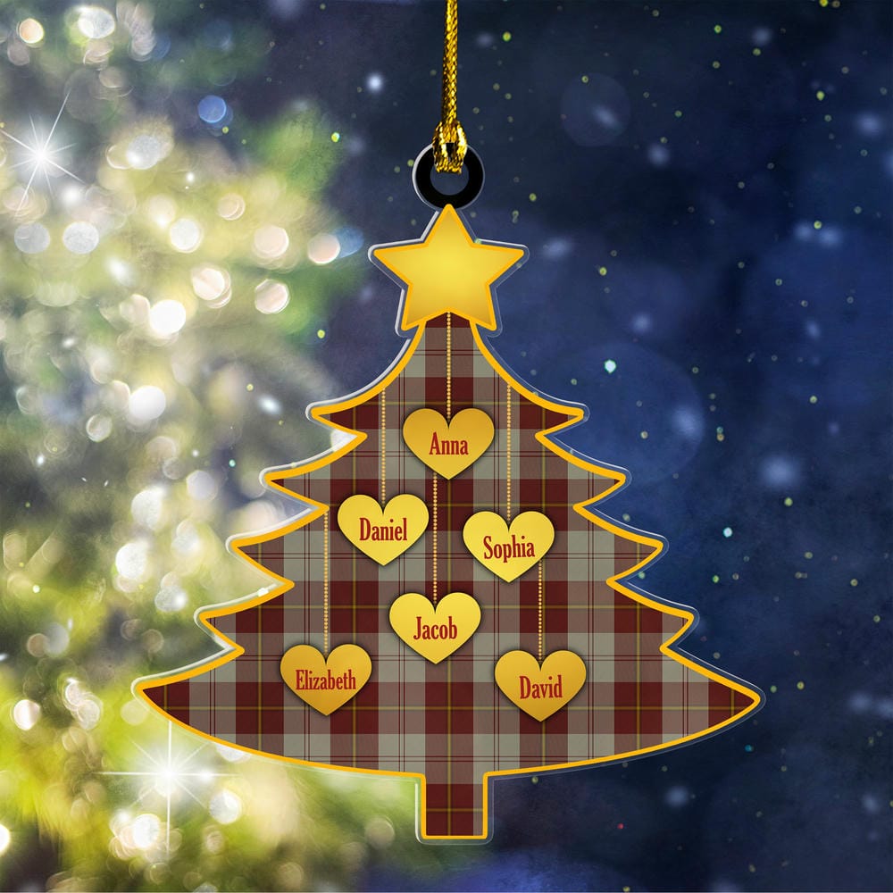 Scottish Cunningham Burgundy Dancers Clan Tartan Ornament Custom Famil ...
