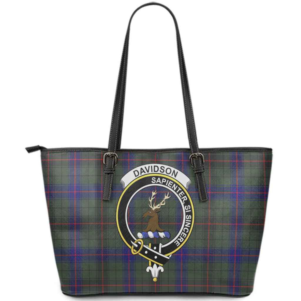 Scottish Davidson Clan Crest Tartan Leather Tote – Tartan Plaid