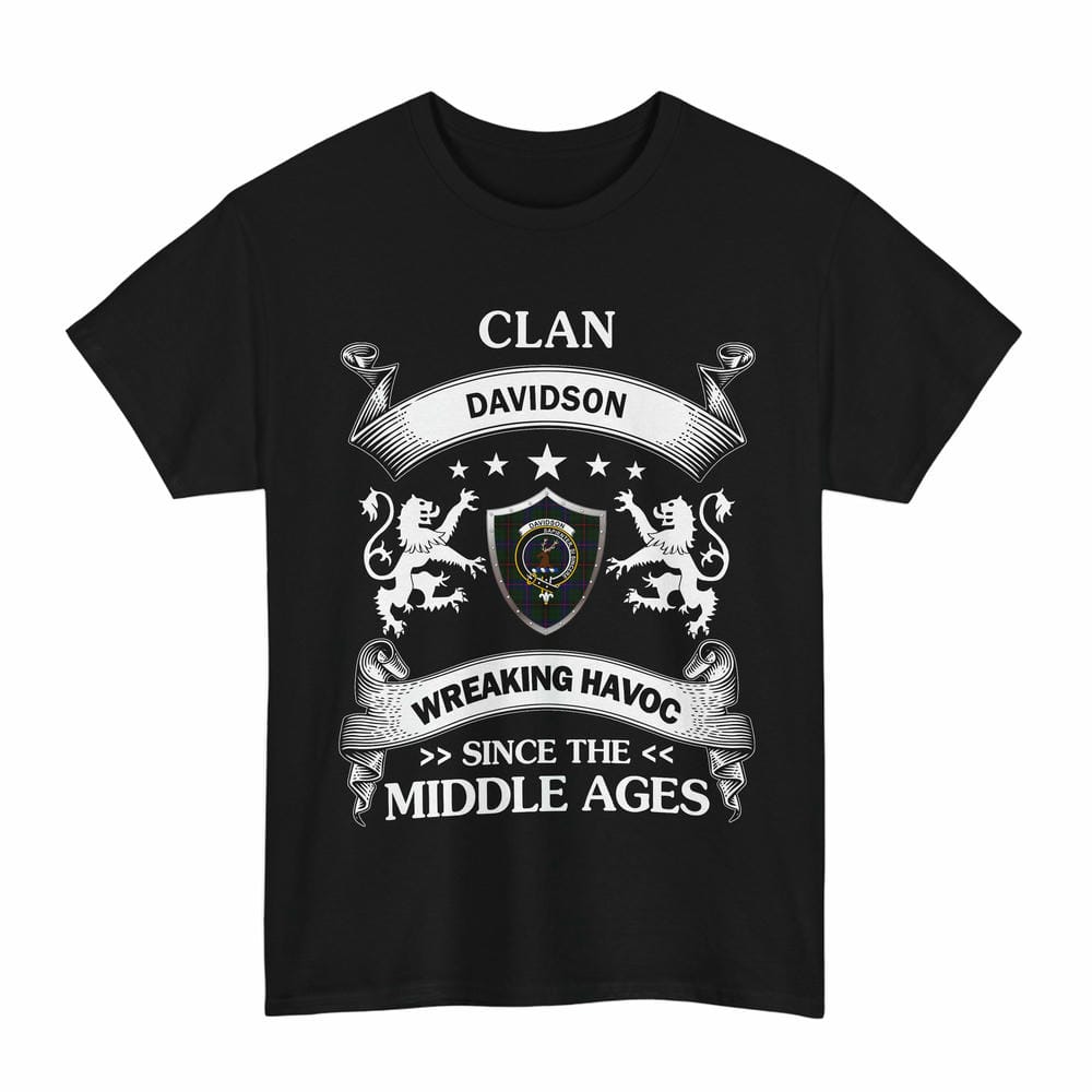 Scottish Davidson Clan Crest Tartan T-Shirt Wreaking Havoc Design ...