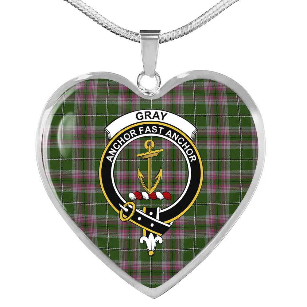 Scottish Gray Clan Crest Tartan Necklace Heart – Tartan Plaid