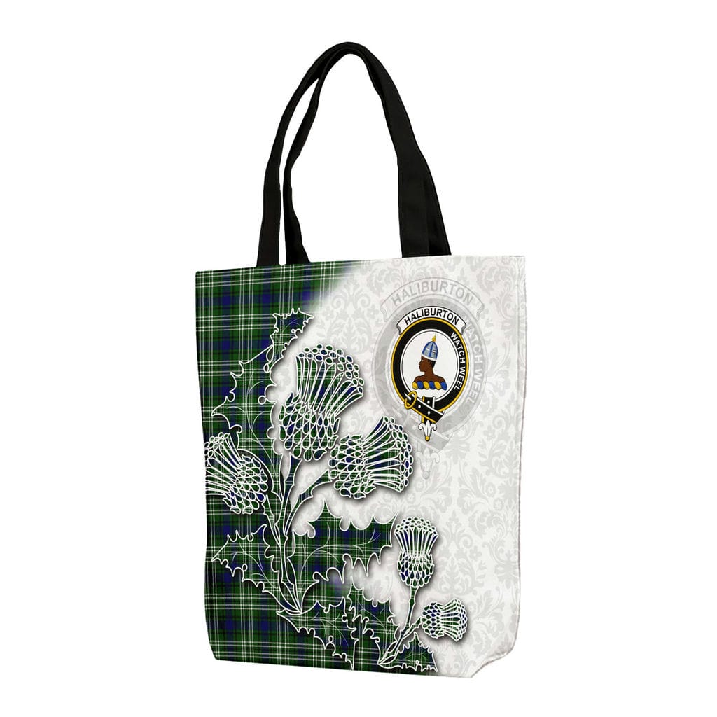 Scottish Haliburton Clan Crest Tartan Canvas Bag With Shoulder Straps ...