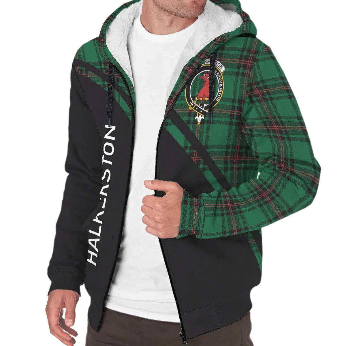 Scottish Halkerston Clan Badge Tartan Curve Sherpa Hoodie | Tartanplaid ...