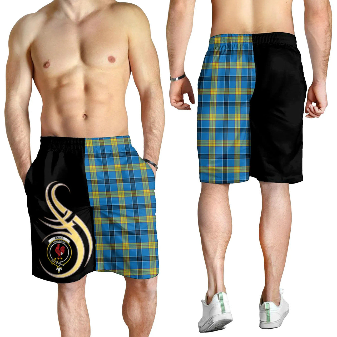 Scottish Laing Clan Crest Tartan Believe in Me Men's Shorts – Tartan Plaid