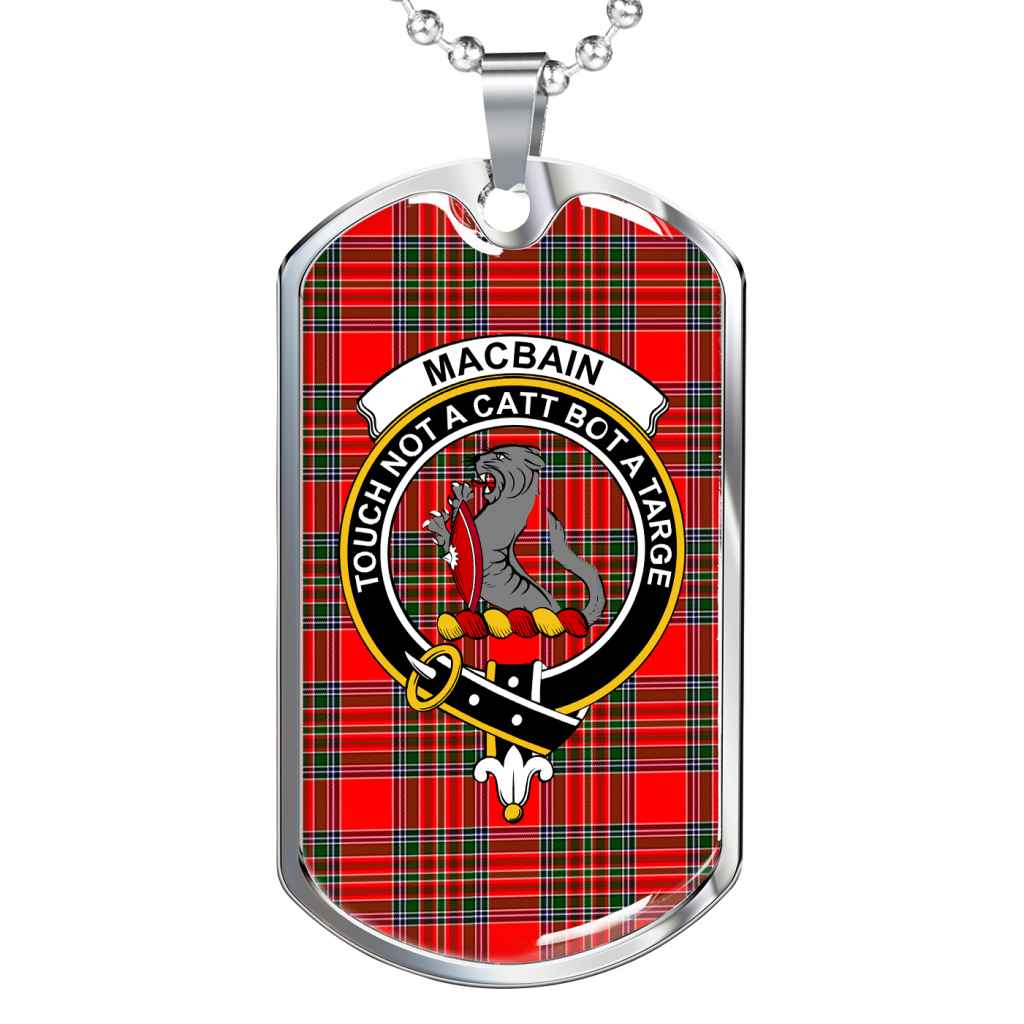 Scottish MacBain Clan Badge Tartan Military Dog Tag Necklace ...