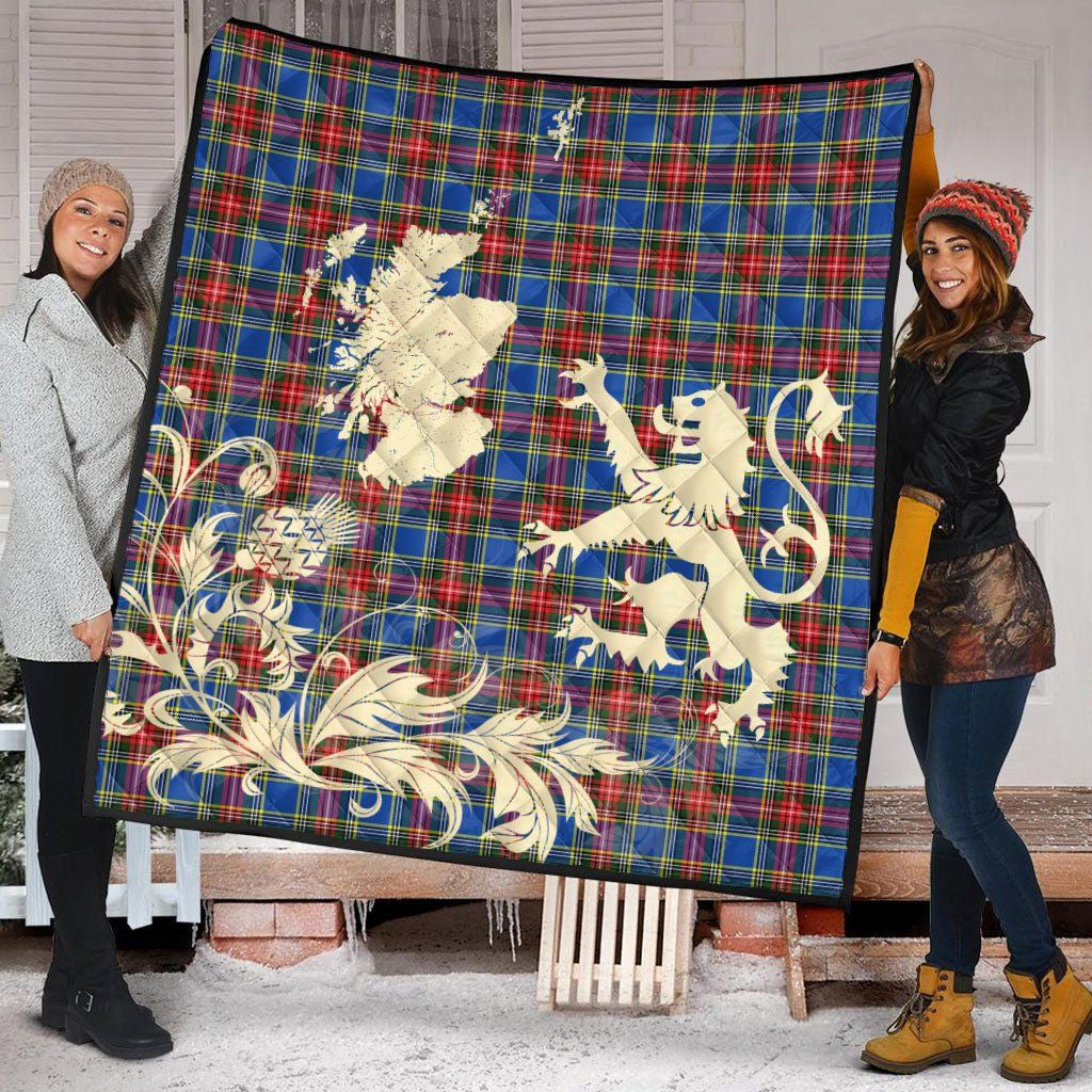 Scottish MacBeth Modern Tartan Quilt Rampant Lion with Thistle ...