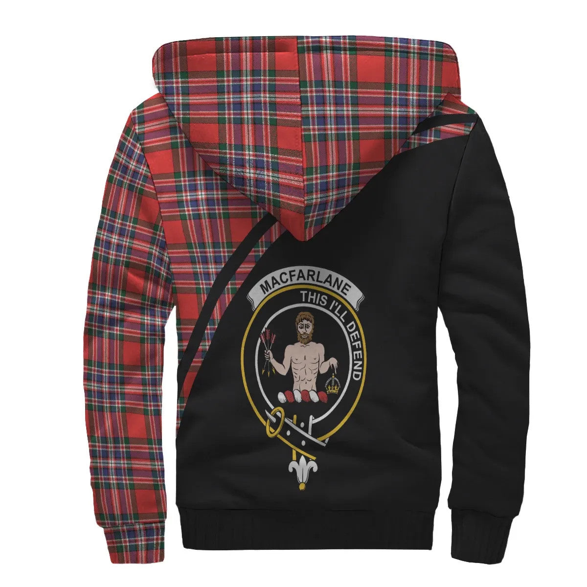 Scottish MacFarlane Clan Crest Tartan Curve Sherpa Hoodie – Tartan Plaid
