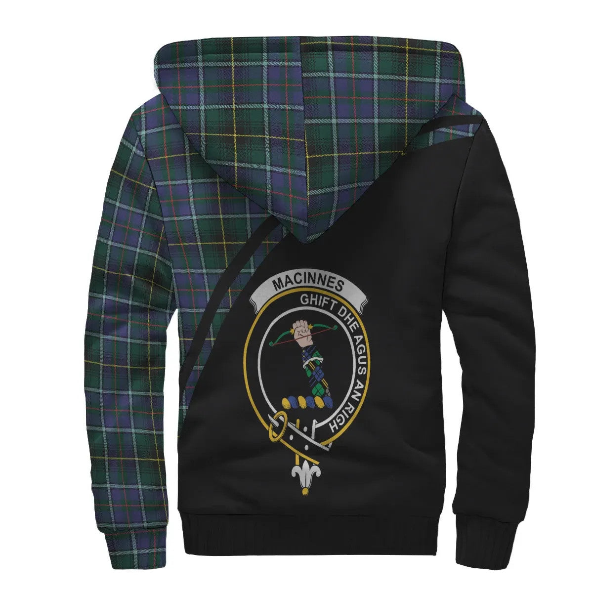 Scottish MacInnes Clan Badge Tartan Curve Sherpa Hoodie | Tartanplaid ...