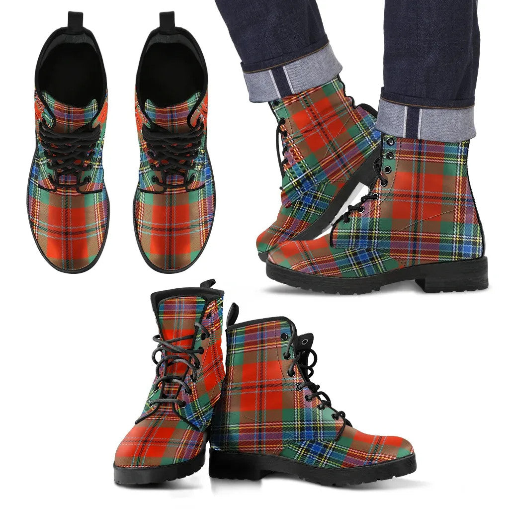 Scottish MacLean of Duart Ancient Tartan Leather Boots | Tartanplaid.co ...