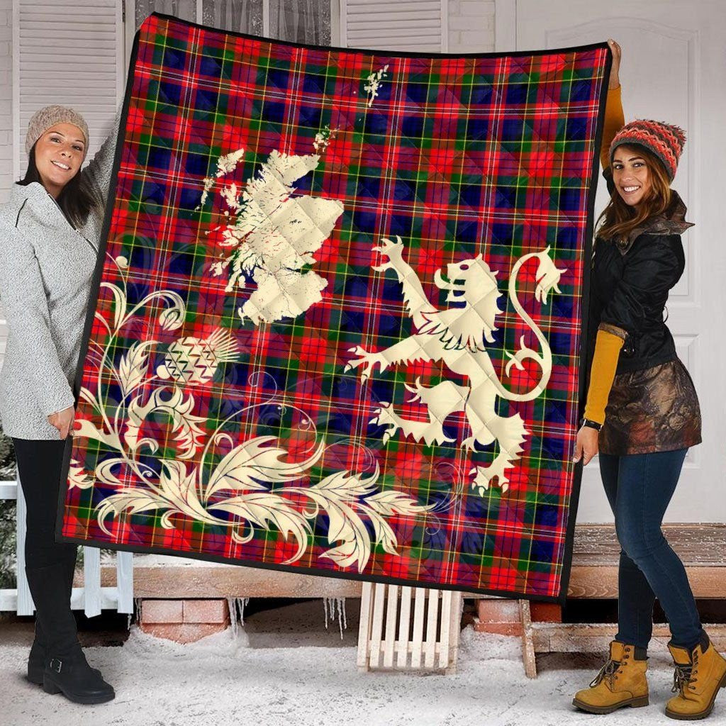 Scottish MacPherson Modern Clan Tartan Quilt Rampant Lion with Thistle ...