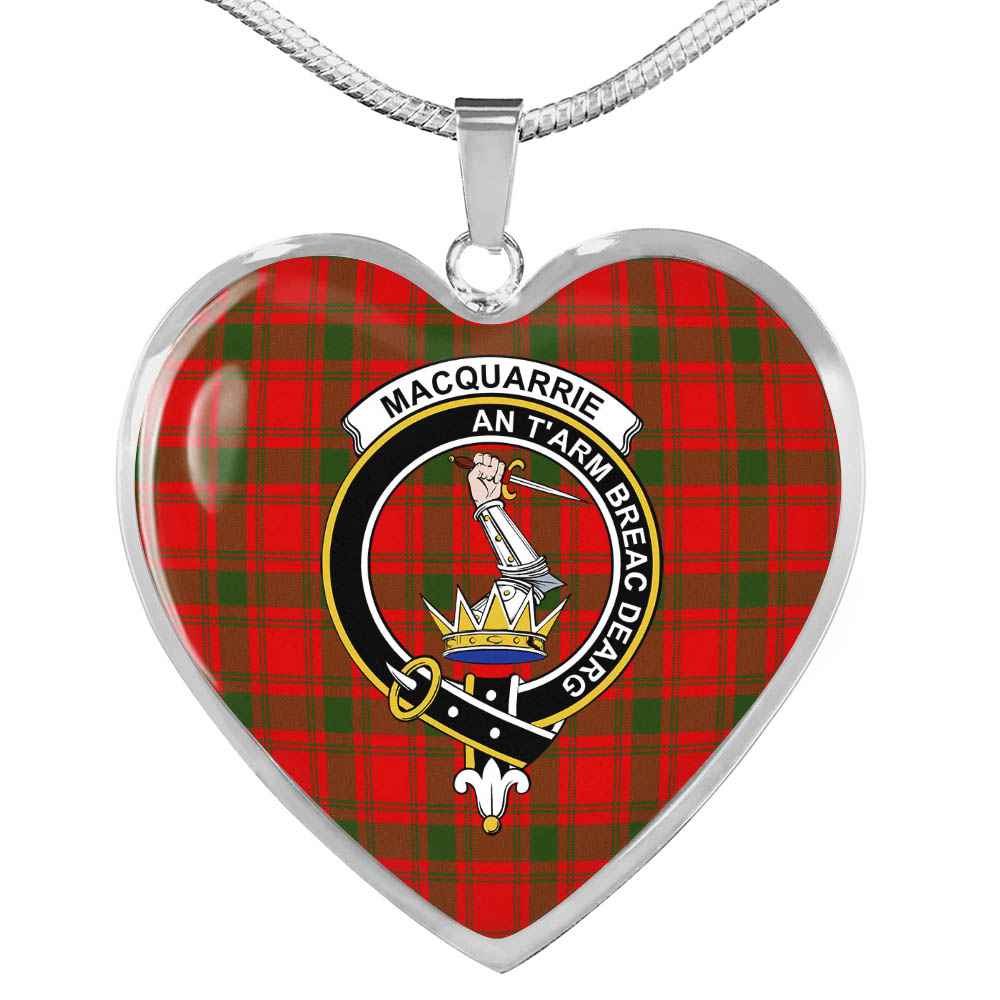 Scottish MacQuarrie Clan Crest Tartan Necklace Heart – Tartan Plaid