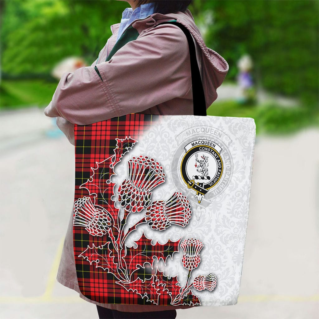 Scottish MacQueen Clan Crest Tartan Canvas Bag With Shoulder Straps ...