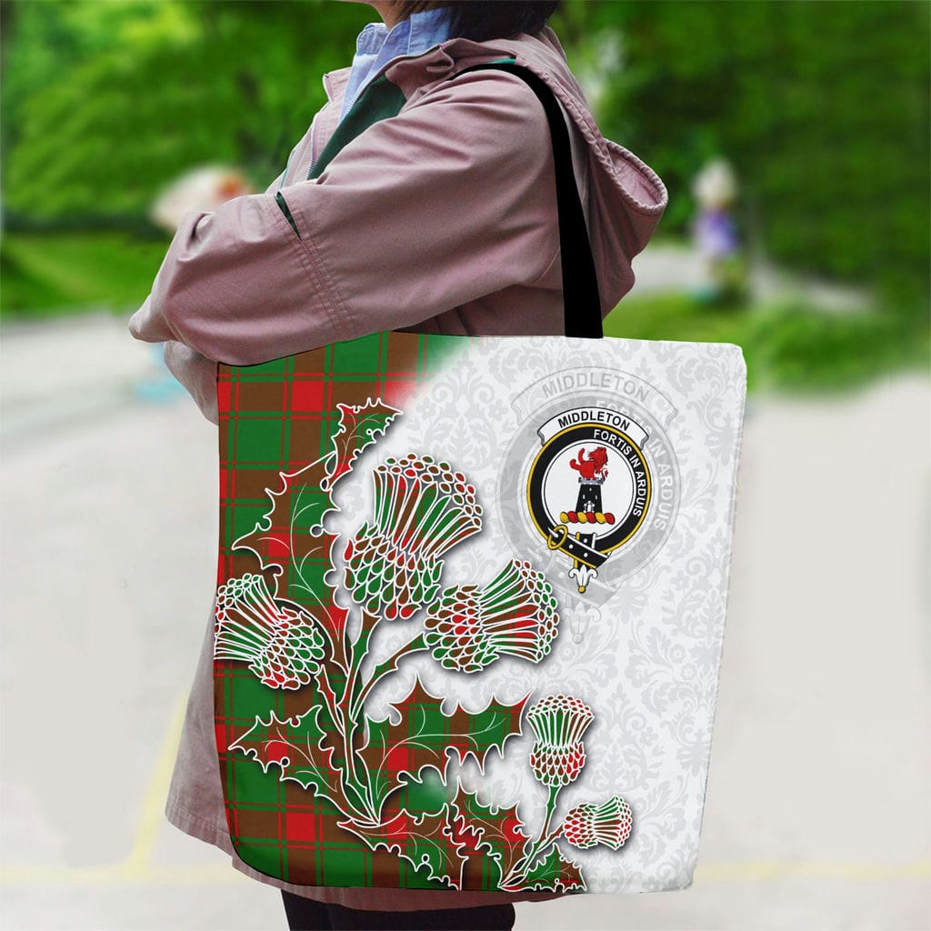 Scottish Middleton Clan Crest Tartan Canvas Bag With Shoulder Straps ...