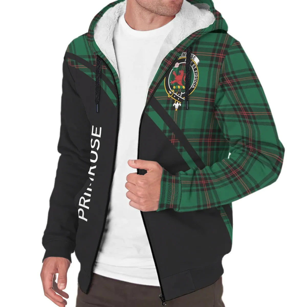 Scottish Primrose Clan Crest Tartan Curve Sherpa Hoodie – Tartan Plaid