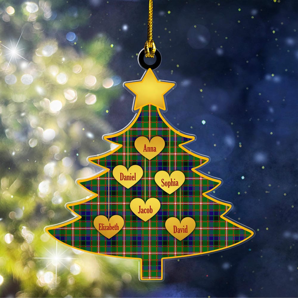 Scottish Reid Green Clan Tartan Ornament Custom Family Christmas Tree ...