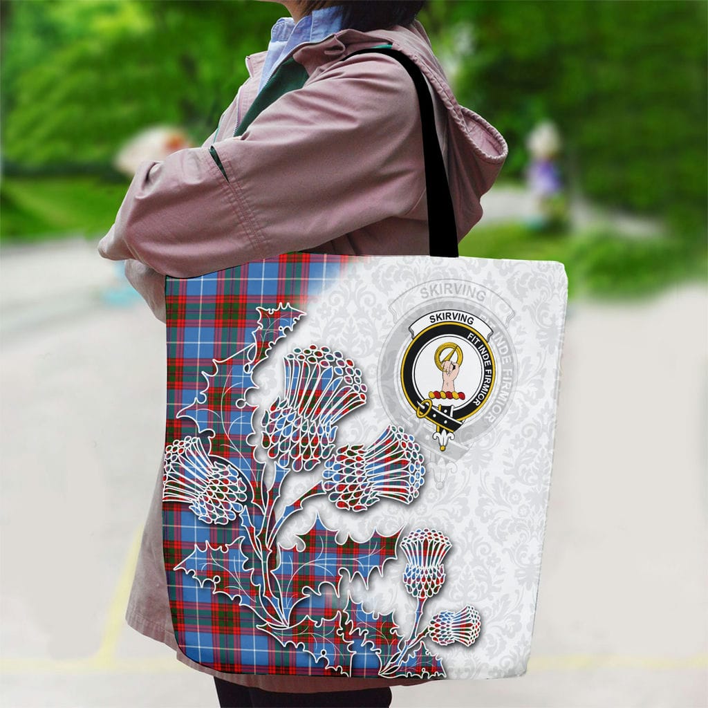 Scottish Skirving Clan Crest Tartan Canvas Bag With Shoulder Straps - – Tartan Plaid