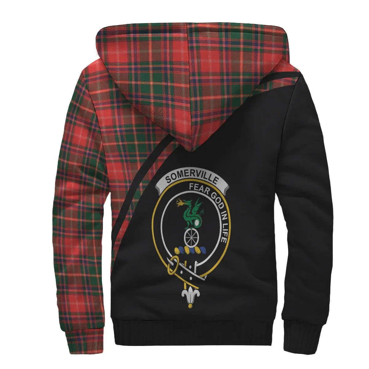 Scottish Somerville Clan Badge Tartan Curve Sherpa Hoodie | Tartanplaid ...