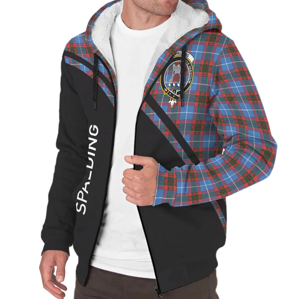 Scottish Spalding Clan Crest Tartan Curve Sherpa Hoodie – Tartan Plaid