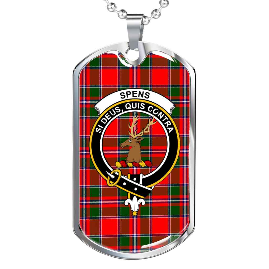 Scottish Spens (or Spence) Clan Crest Tartan Military Dog Tag Necklace ...