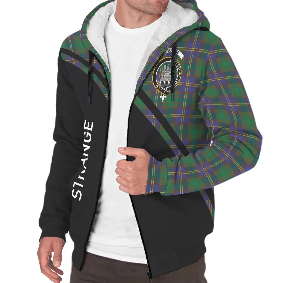 Scottish Strange (or Strang) Clan Crest Tartan Curve Sherpa Hoodie ...