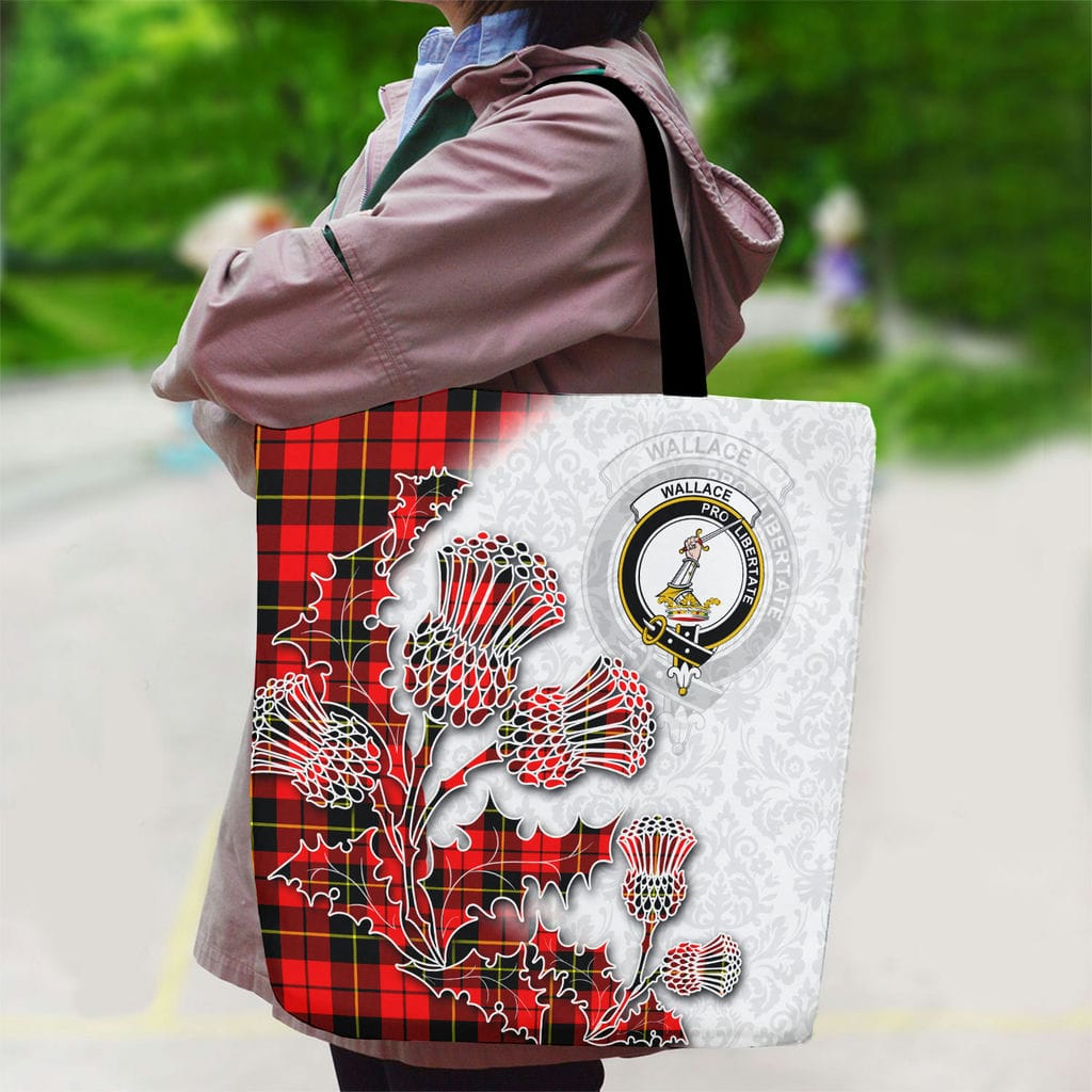 Scottish Wallace Clan Crest Tartan Canvas Bag With Shoulder Straps - T ...