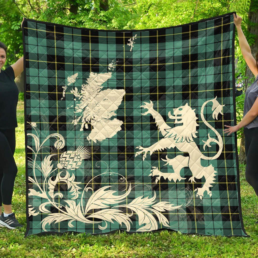 Scottish Wallace Hunting - Green Clan Tartan Quilt Rampant Lion with T ...